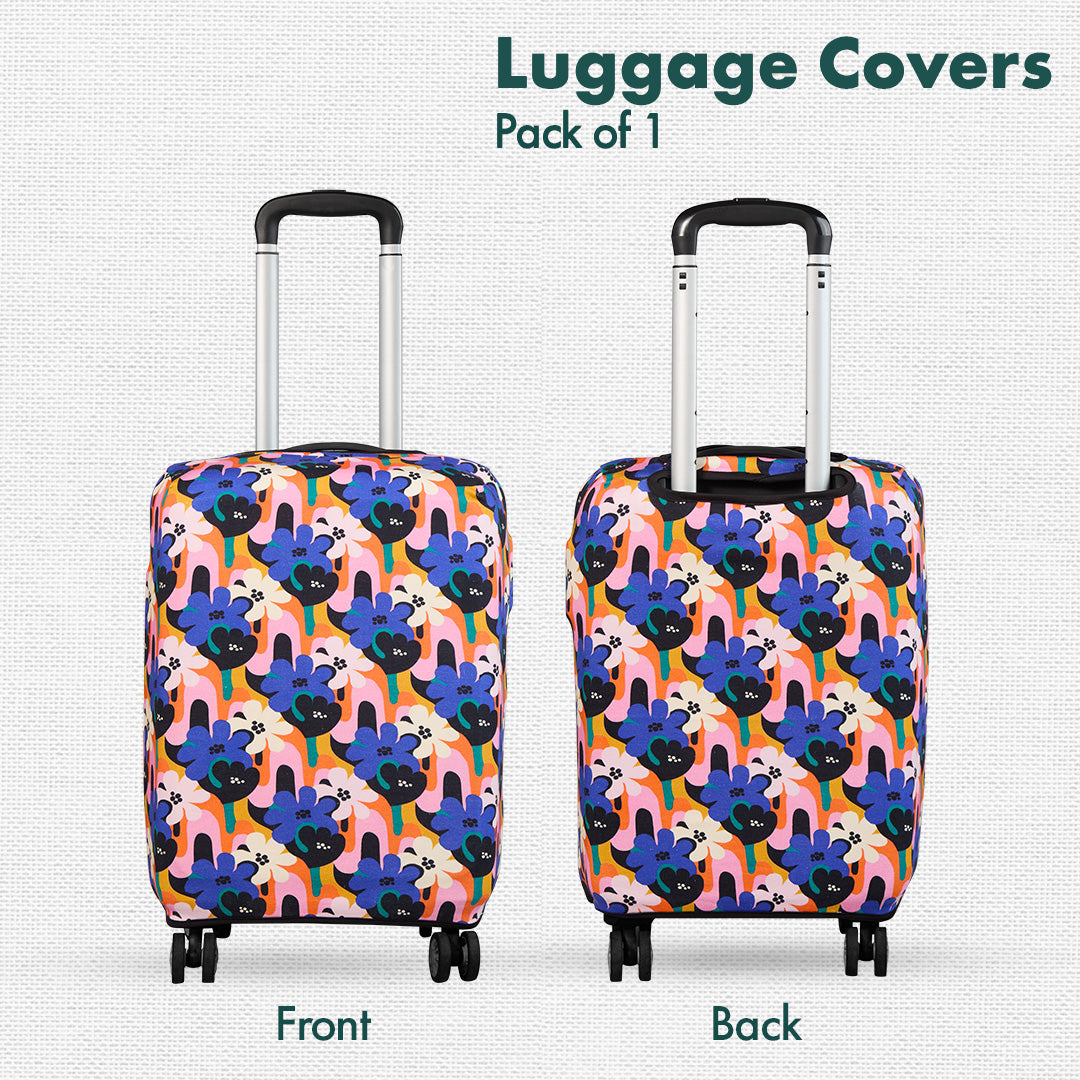 Shop Flower Print Large Trolly Bag Cover | Thick Fabric For Maximum ...