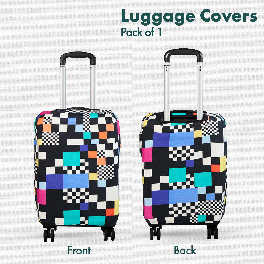 Shop Glitch Print Luggage Cover In Medium Size| Easy Machine Washable ...