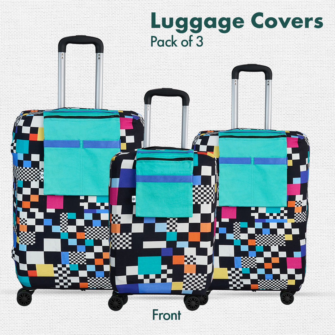 Shop Glitch Print Luggage Cover Pack of 3 | Trendy Protection – hexafun