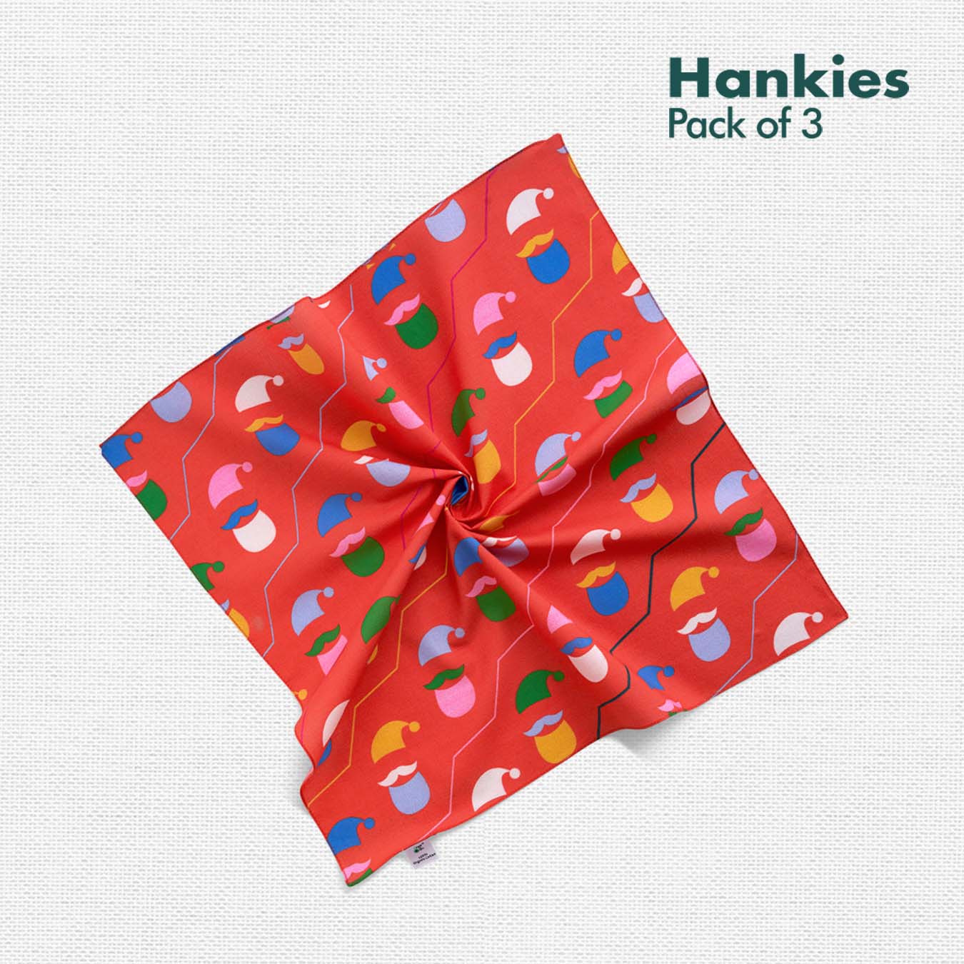 Buy Cool & Quirky Christmas Hankies For Men-Pack of 3 | hex-a-fun
