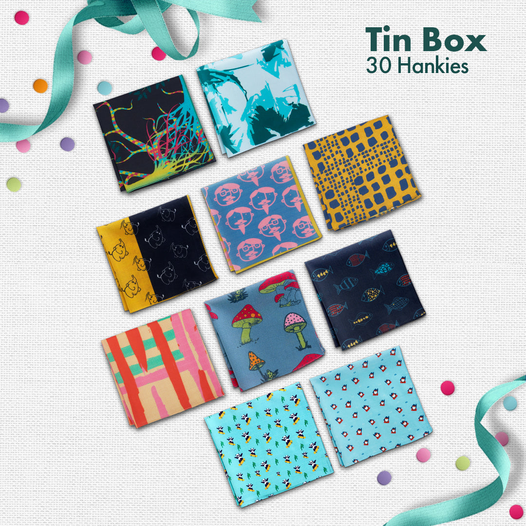 Quirk & Charm With Stylish Men's & Women's Hankies In Reusable Tin Gift ...