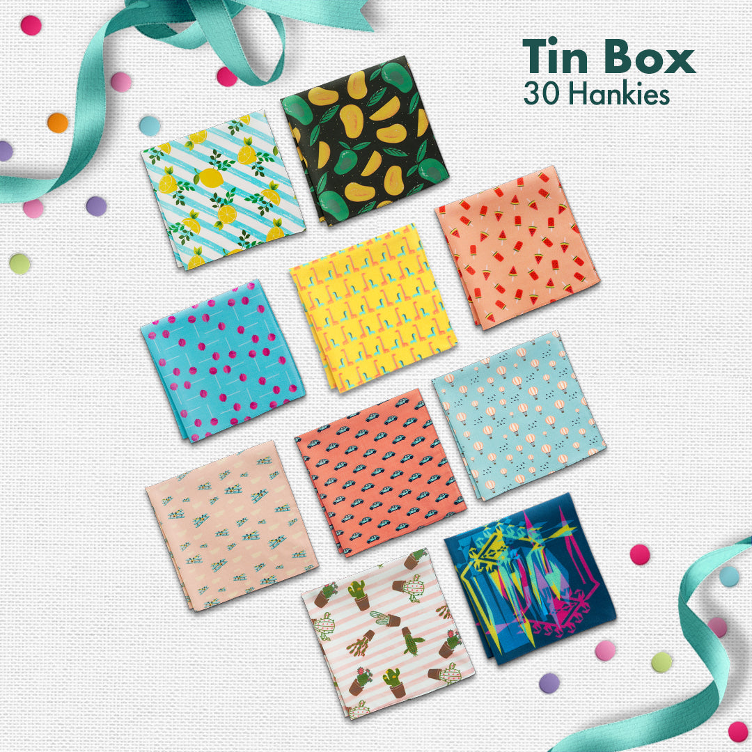 Quirk & Charm With Stylish Men's & Women's Hankies In Reusable Tin Gift ...
