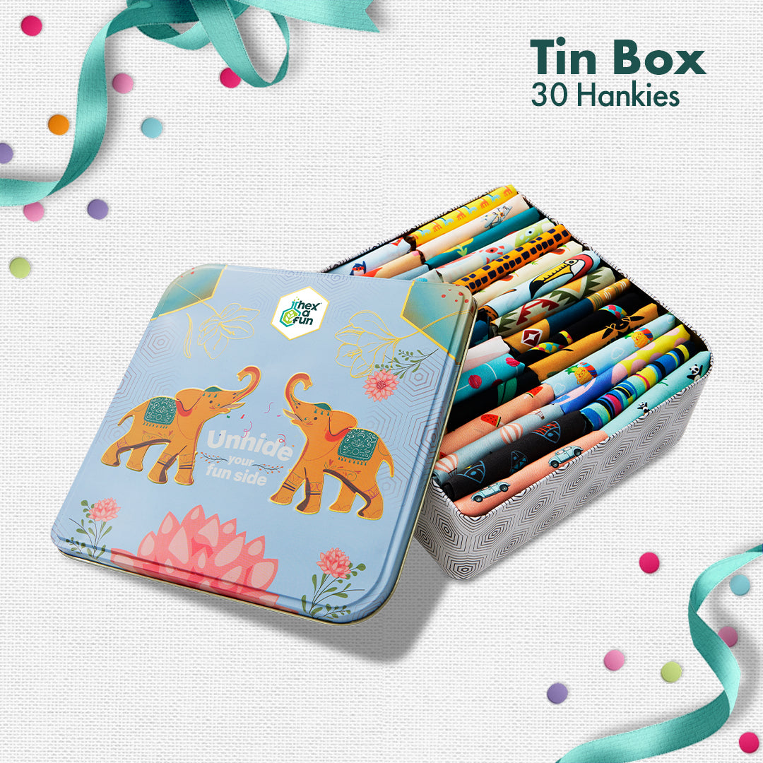 Quirk & Charm With Stylish Men's & Women's Hankies In Reusable Tin Gift ...