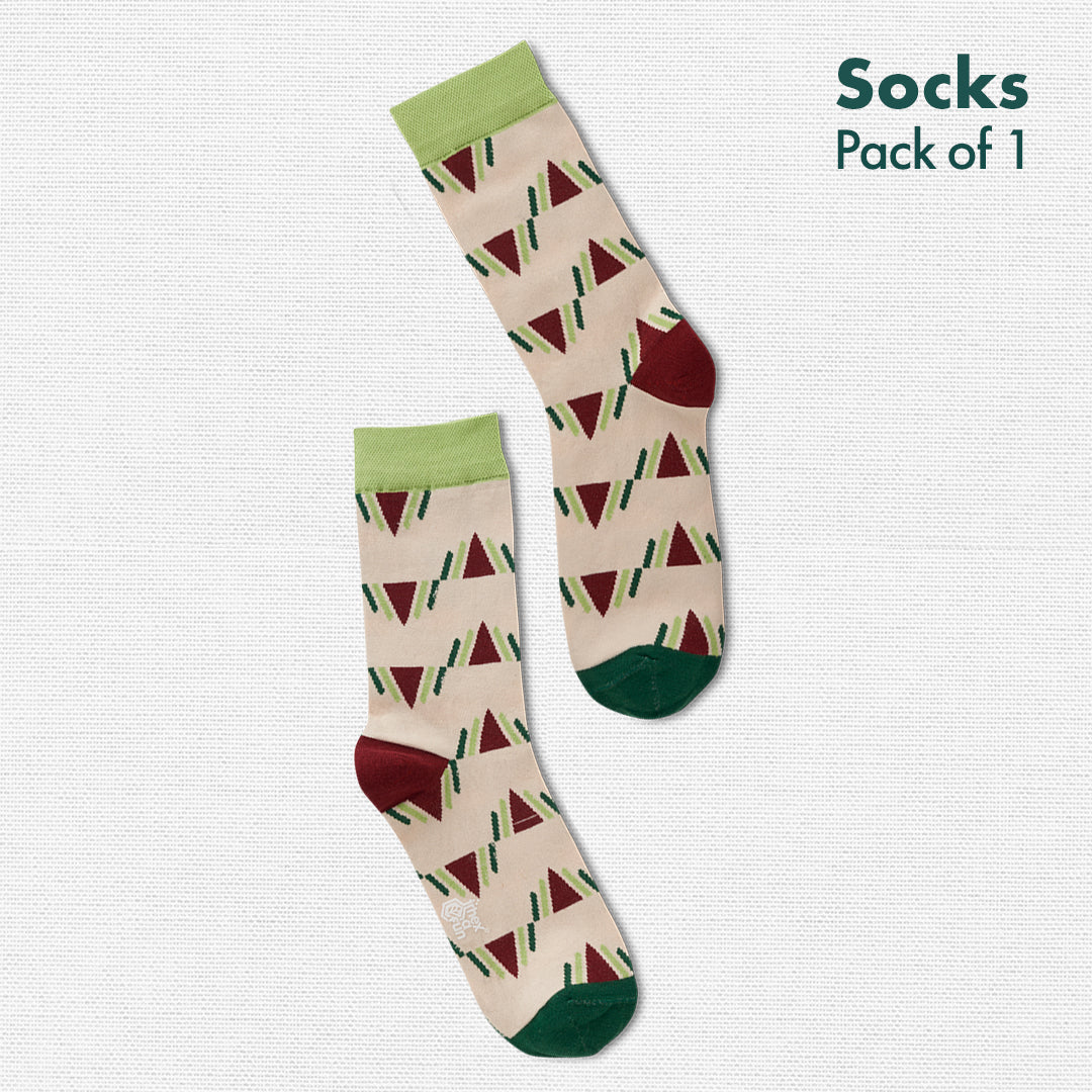 Shop Printed Crew Length Socks | Airy Comfort & Breathable - Pack of 1 ...