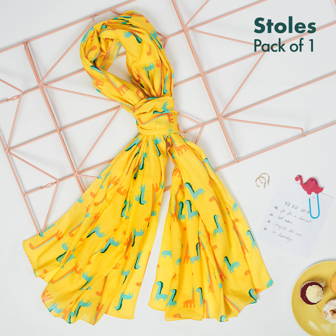 Buy Stylish, Quirky, And Vibrant Colorful Cotton Stole For Women - Pack ...