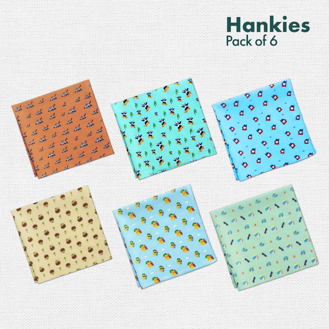 Roam In Style With Travel Print Vibrant Women Hankies-Pack of 6 | hex-a ...