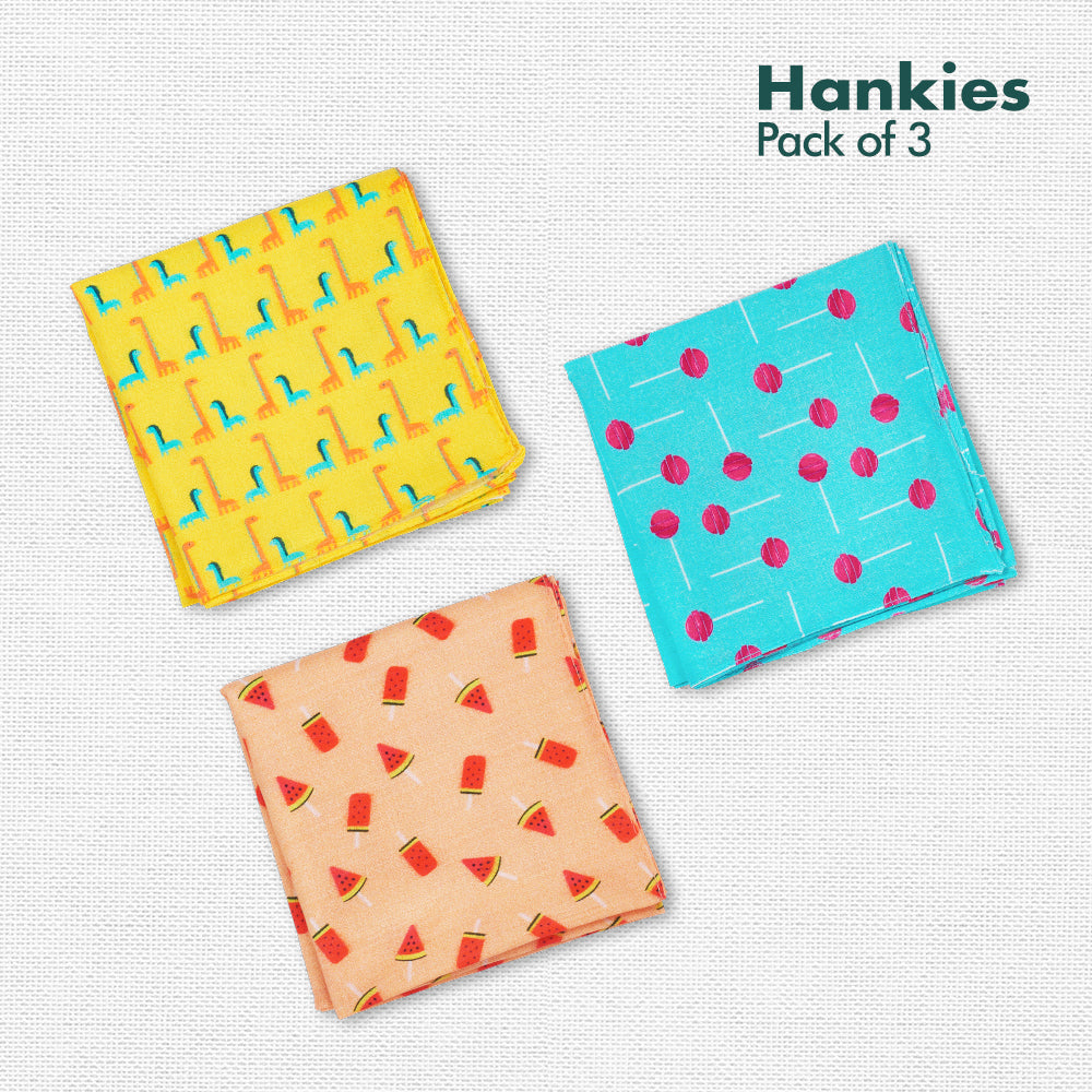 Buy Organic Cotton Kids Hankies In Playful Designs-Pack of 3 | hex-a ...